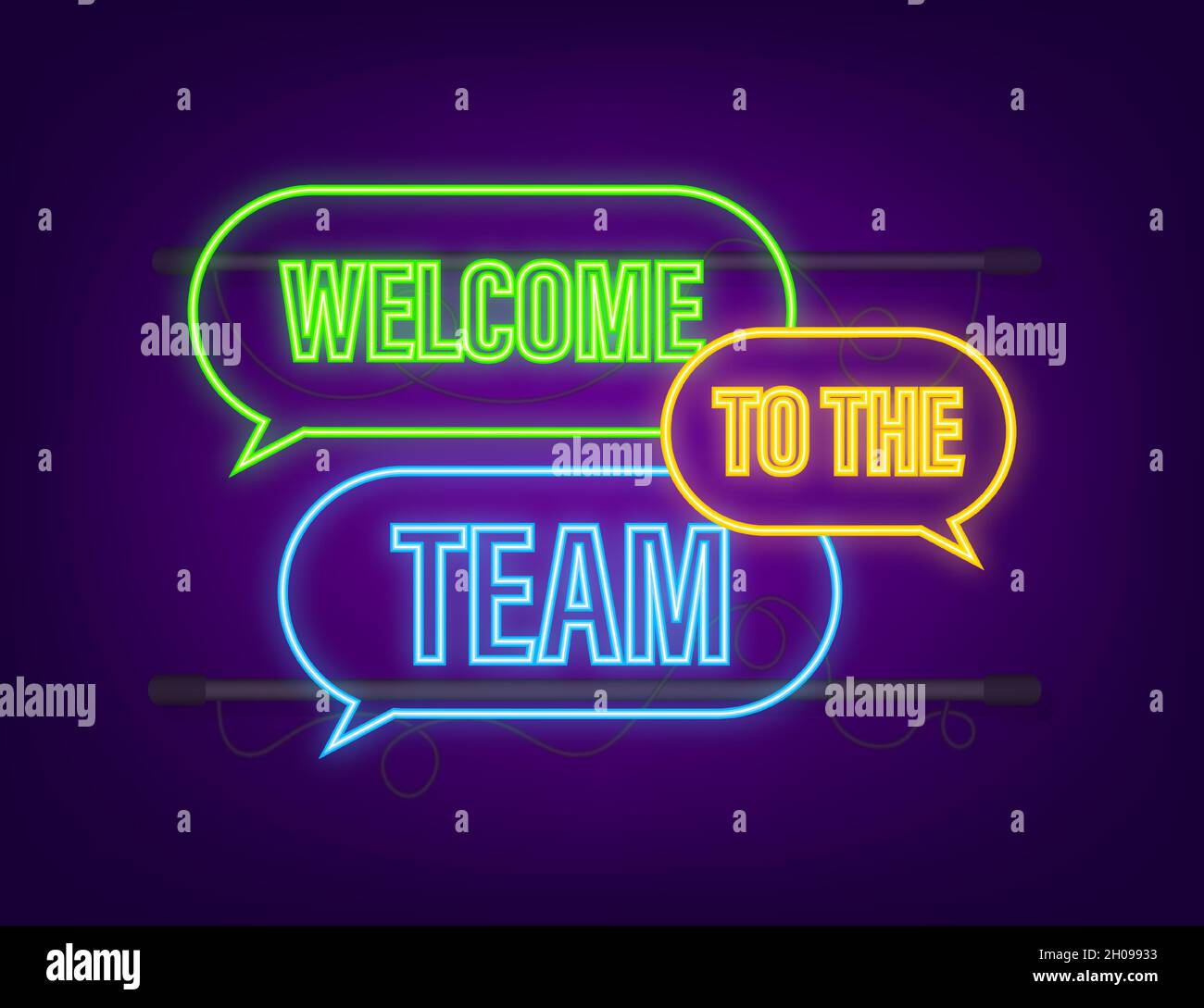 Welcome to the team written on label. Neon icon. Advertising sign ...