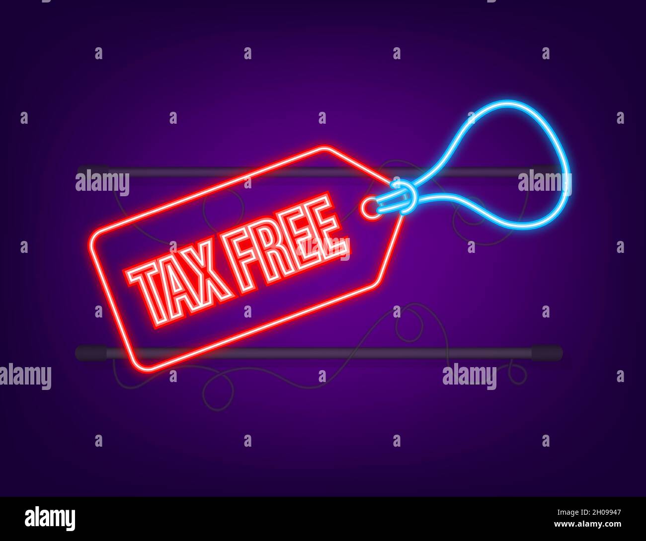 Modern red tax free sign. Neon icon. Vector stock illustration Stock ...