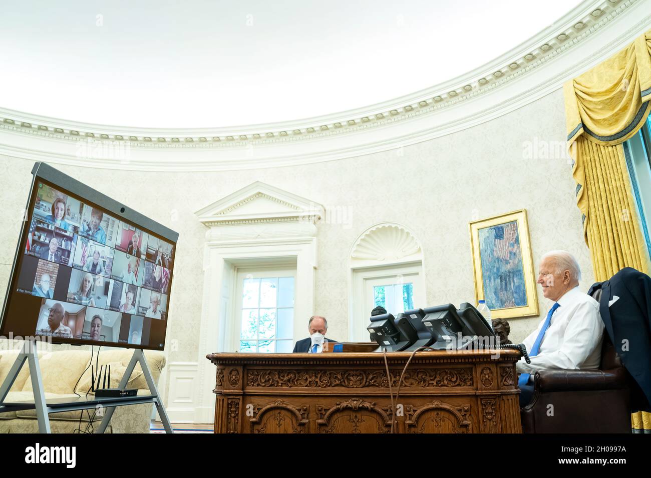 President Joe Biden participates in a Congressional videoconference ...