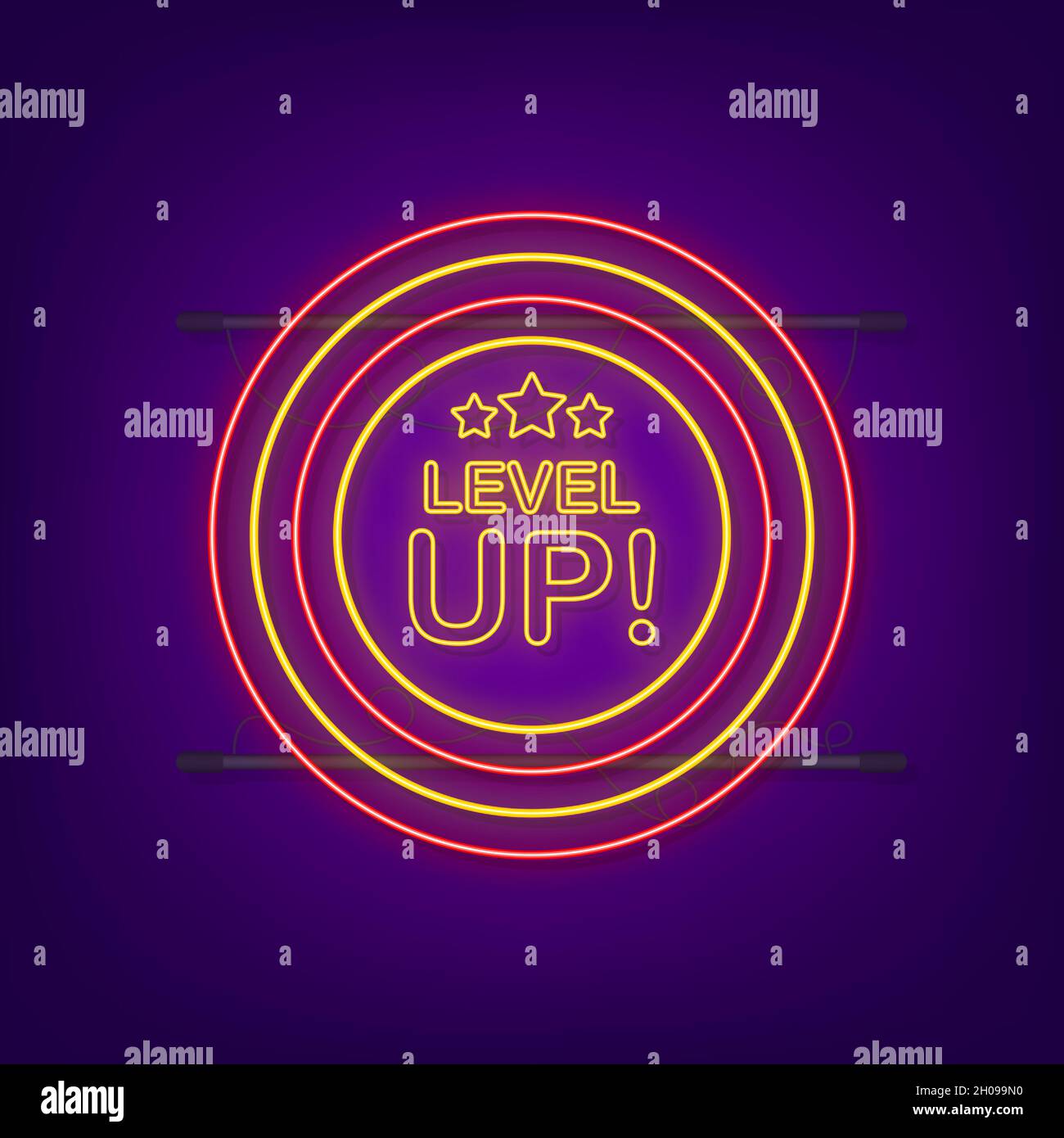 Game icon bonus. level up icon, new level logo. Neon icon. Vector ...