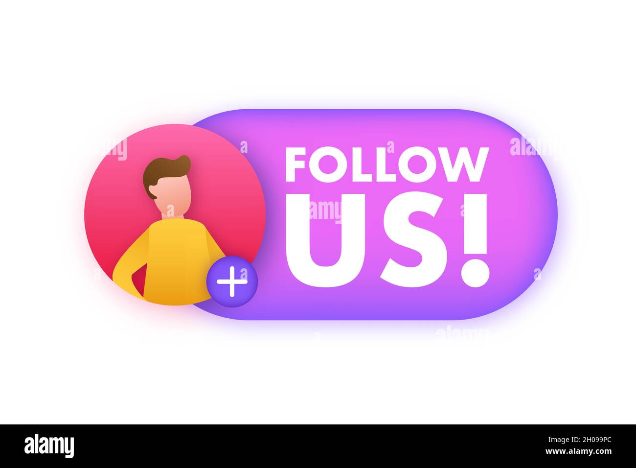 Button Follow us on white background. Vector illustration Stock Vector ...
