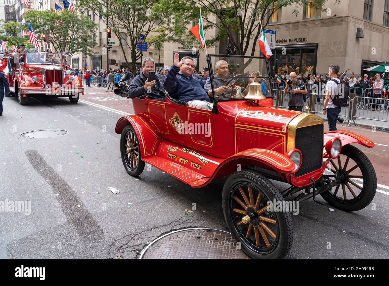 NEW YORK, NY - OCTOBER 11: A classic firefighters car is seen at the ...