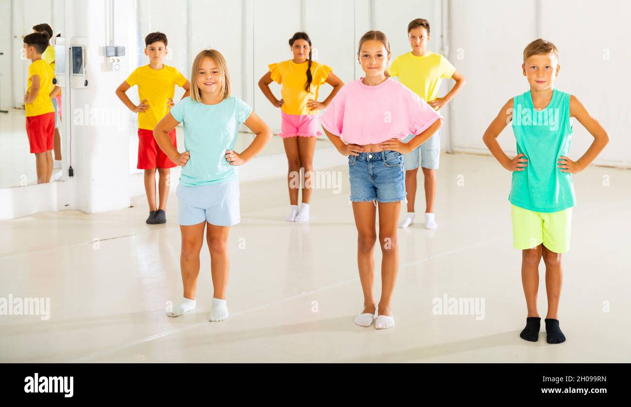 Kids standing in dance studio Stock Photo - Alamy