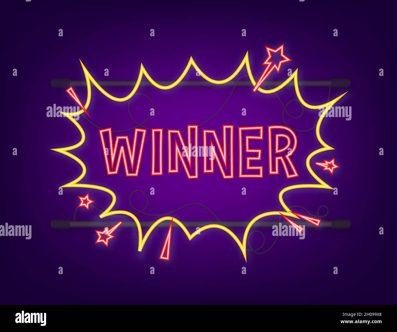 Comic speech bubbles with text Winner. Neon icon. Symbol, sticker tag ...