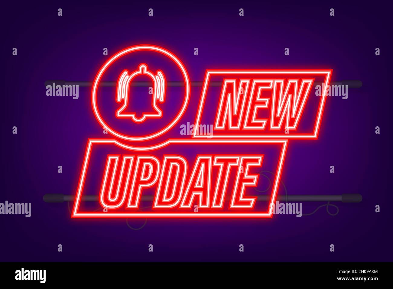 New update banner in modern style. Neon icon. Web design. Vector stock ...