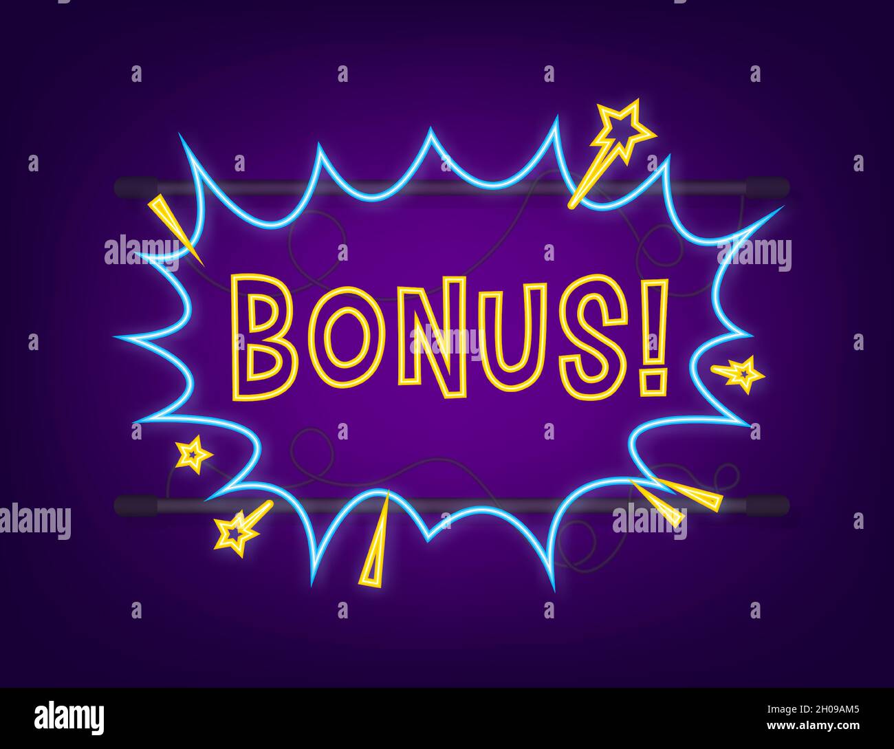 Comic speech bubbles with text Bonus. Neon icon. Symbol, sticker tag ...