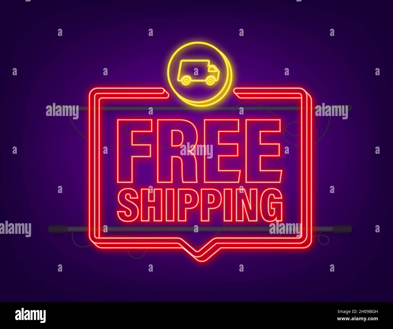Free shipping. Neon icon. Badge with truck. Vector stock illustrtaion ...