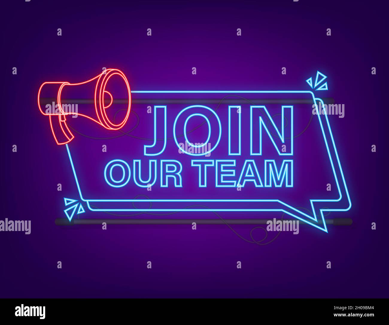 Megaphone, business concept with text join our team. Neon icon. Vector ...