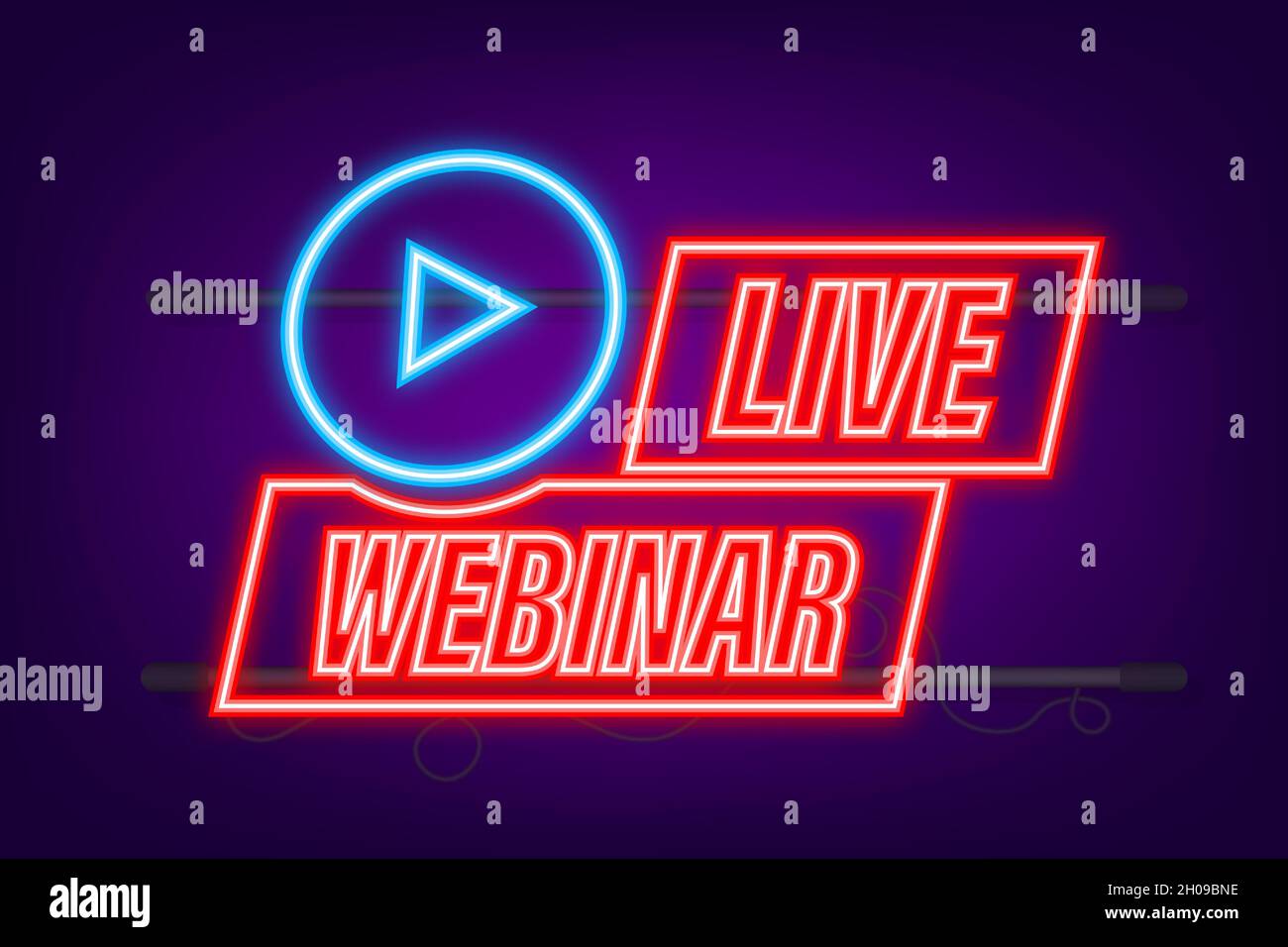 Live webinar label. Flat neon illustration. Vector illustration Stock ...