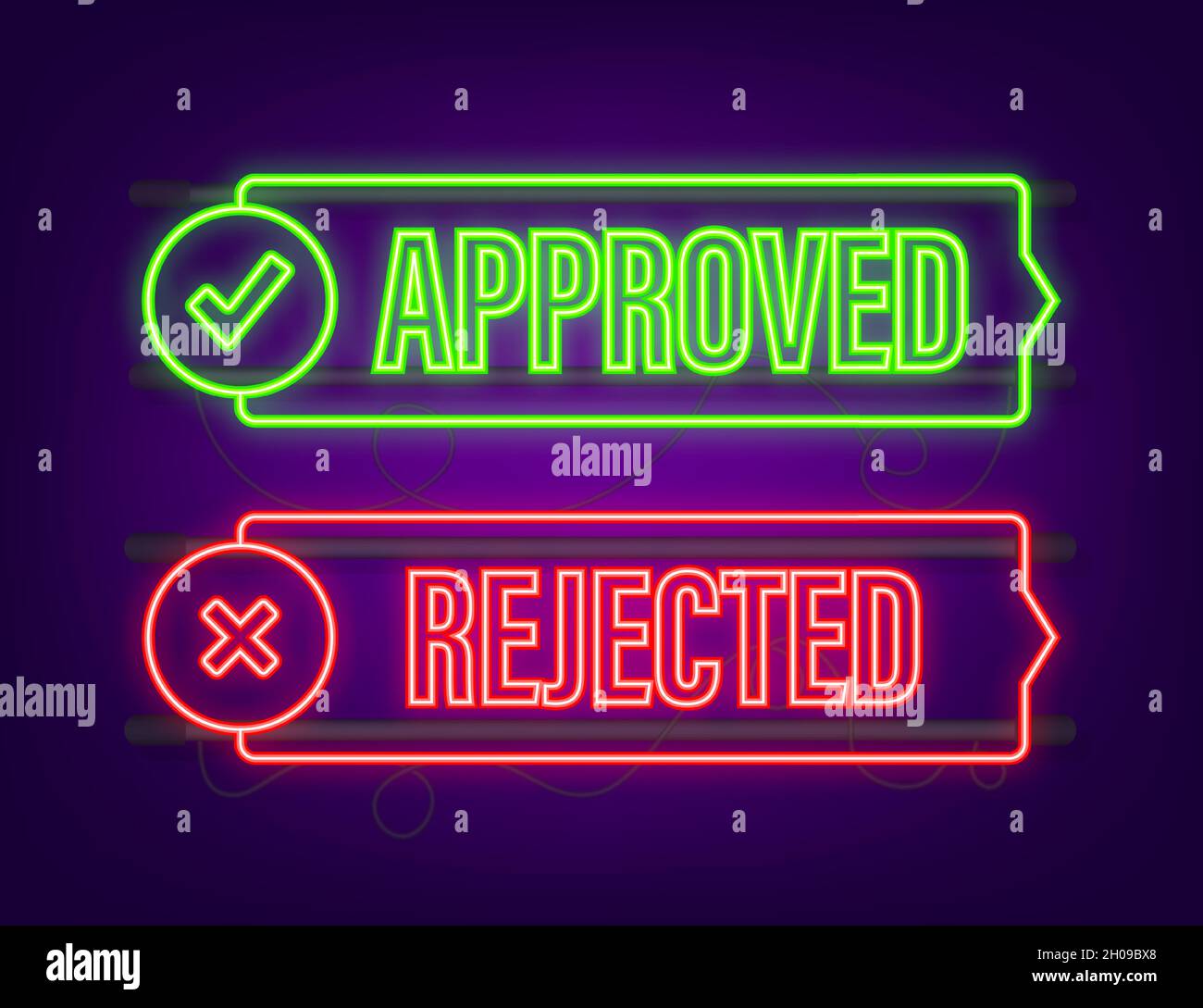 Approved and rejected label sticker icon. Neon icon. Vector stock illustration Stock Vector ...