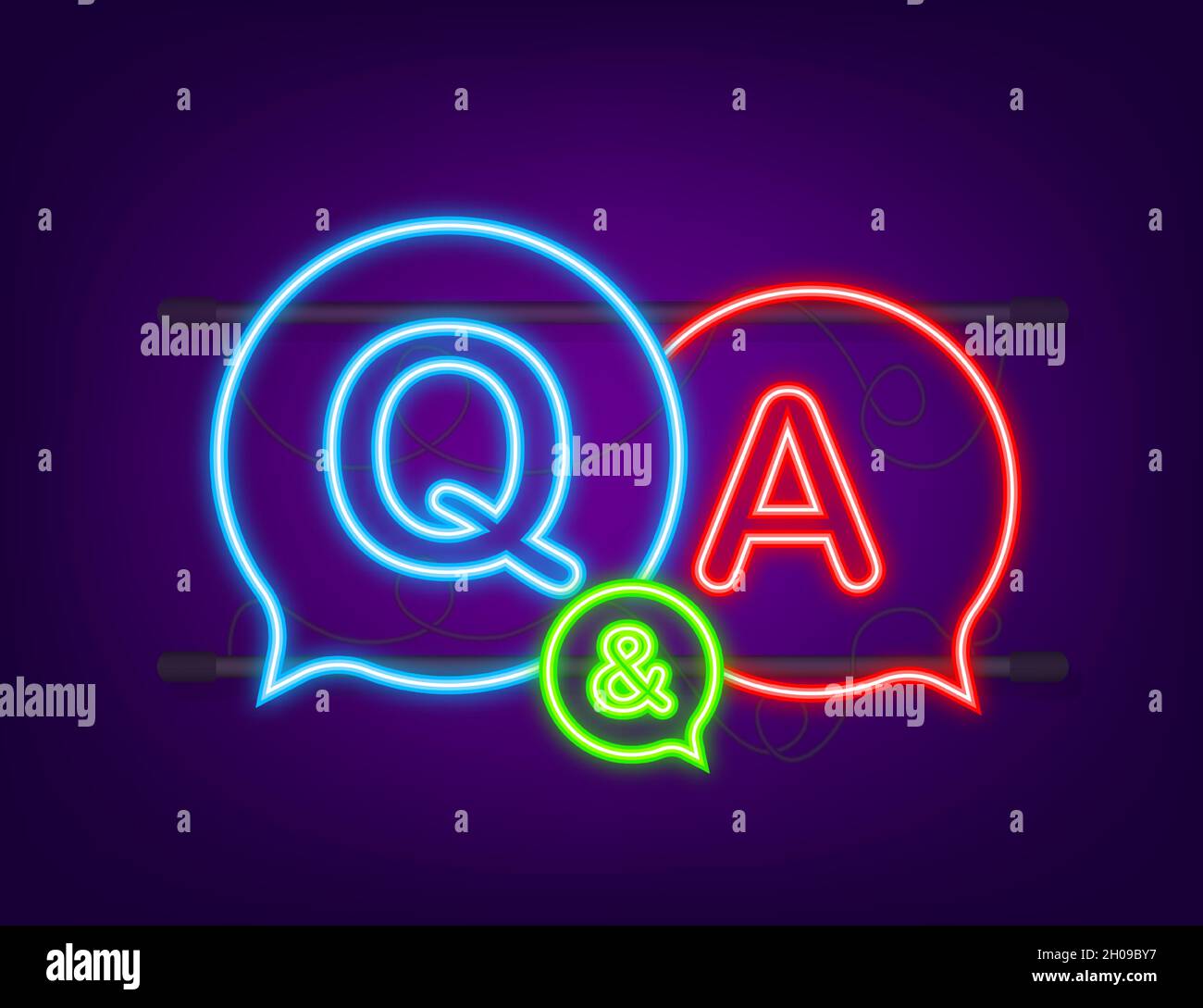 Question and Answer Bubble Chat. Neon icon. Vector stock illustration ...