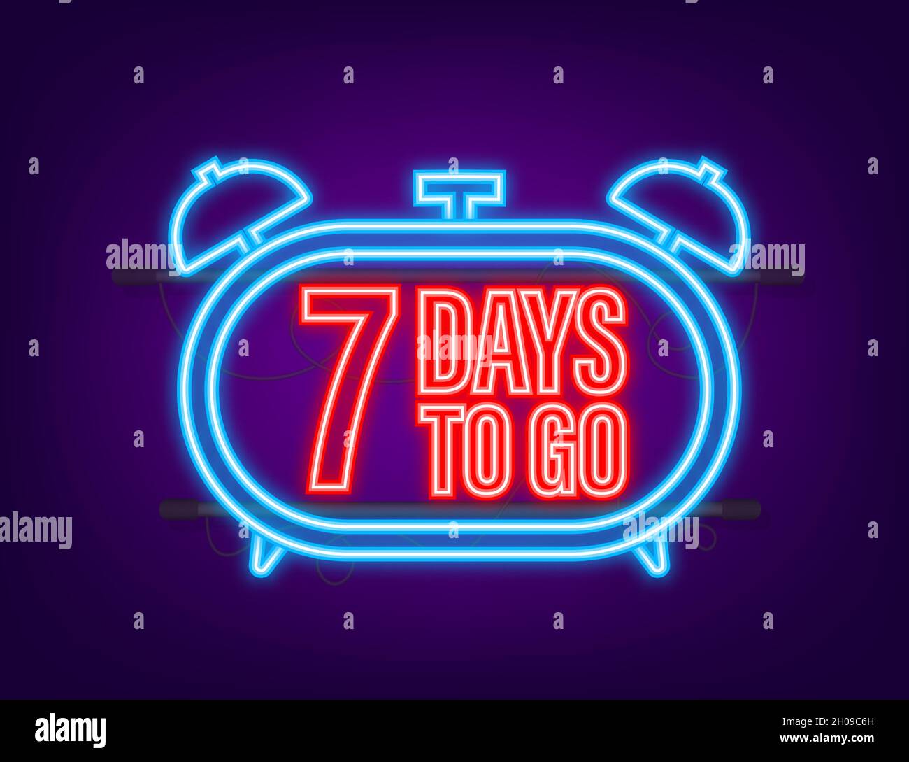 7 Days to go. Countdown timer. Neon icon. Time icon. Count time sale ...