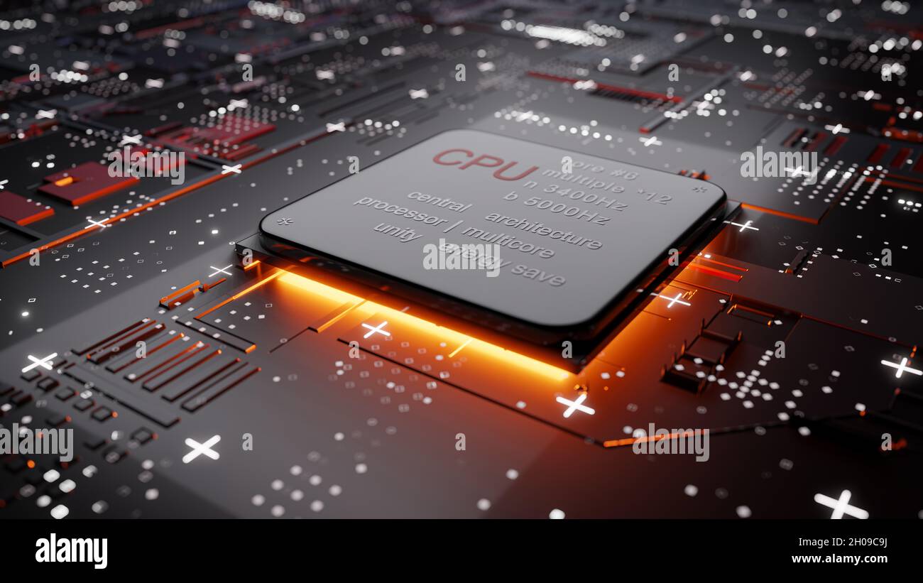 Abstract CPU with glow from below Stock Photo - Alamy