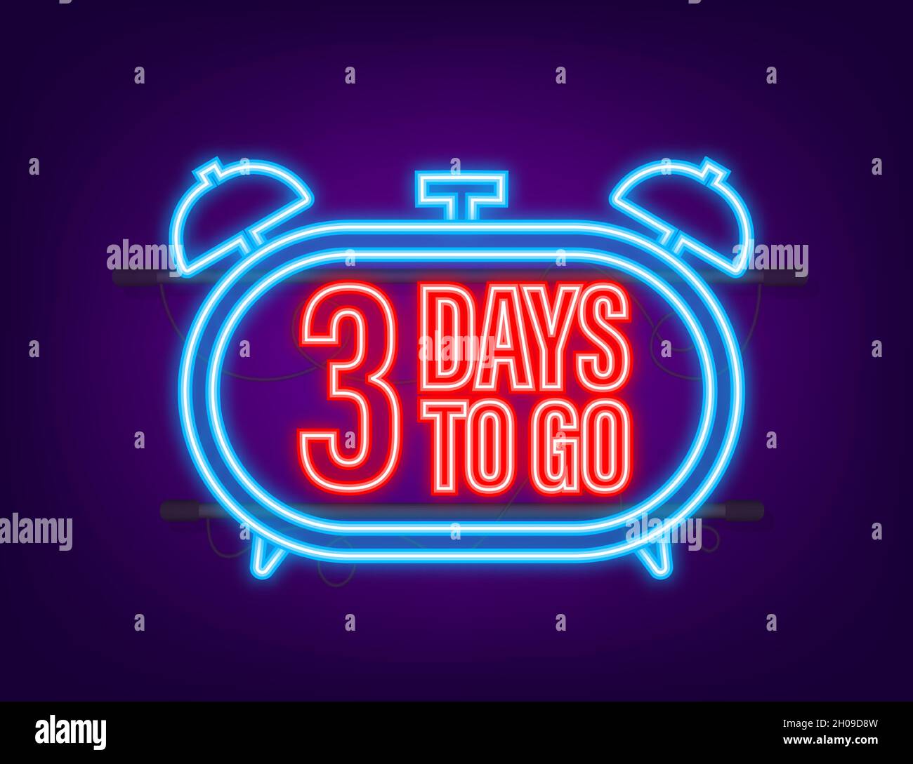 3 Days to go. Countdown timer. Neon icon. Time icon. Count time sale. Vector stock illustration ...