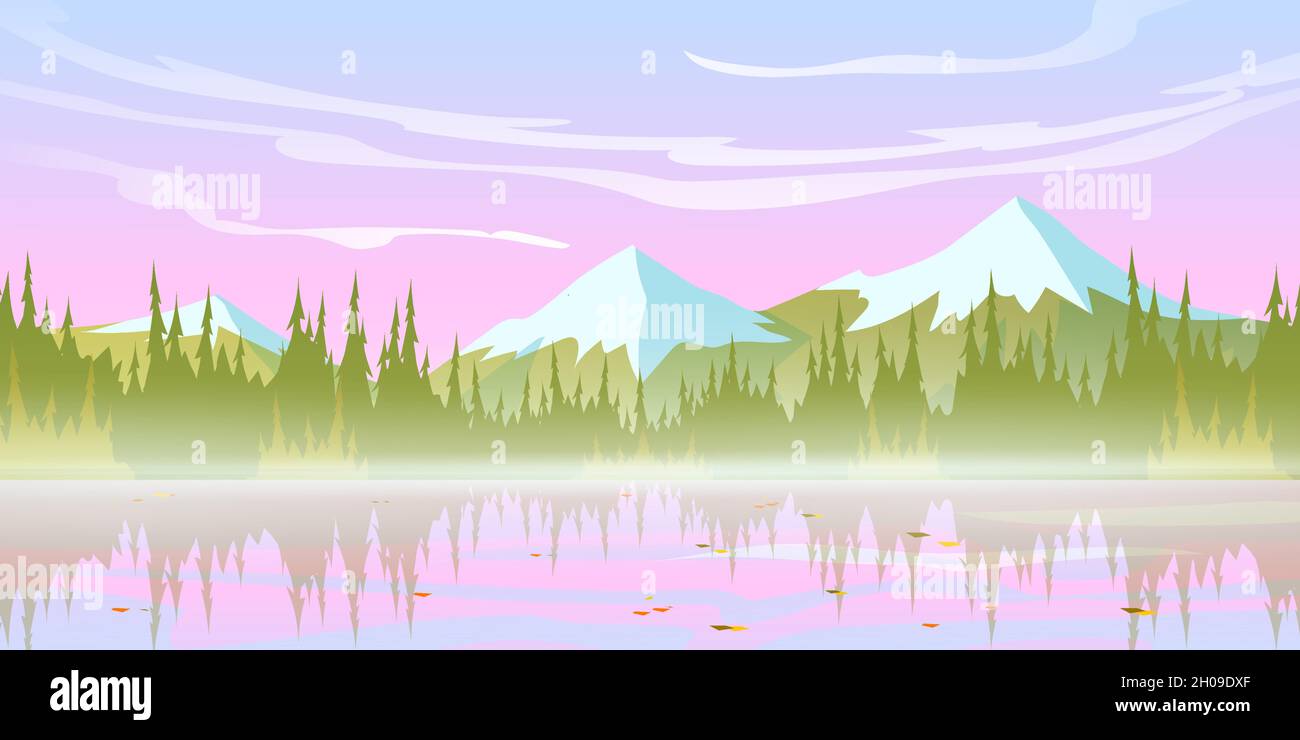 Beautiful scenery lake snowy Stock Vector Images - Alamy