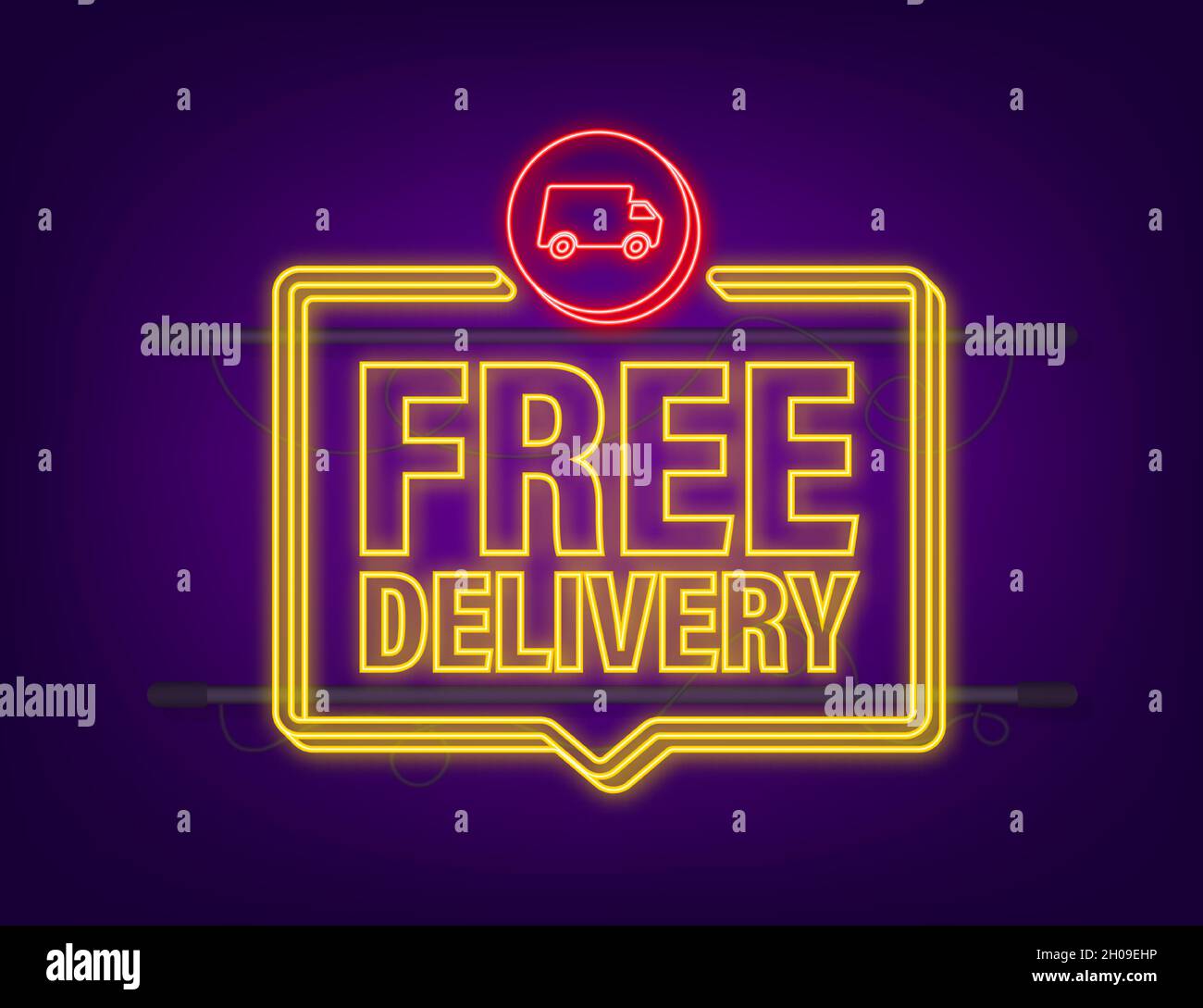 Free shipping. Neon icon. Badge with truck. Vector stock illustrtaion ...