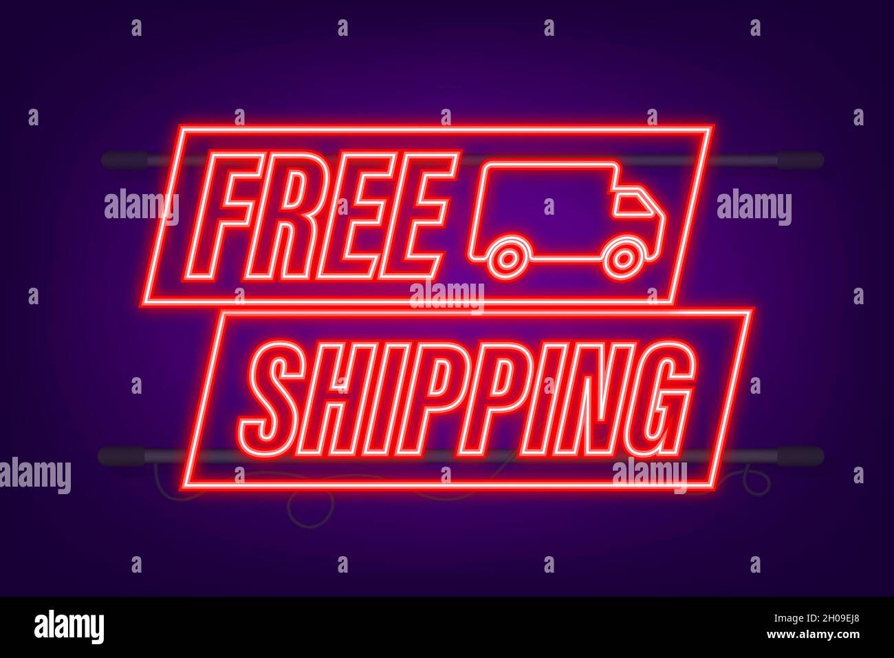 Free shipping. Neon icon. Badge with truck. Vector stock illustrtaion ...