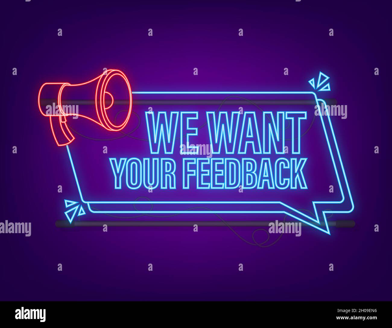 Megaphone with We want your feedback. Megaphone banner. Web design ...