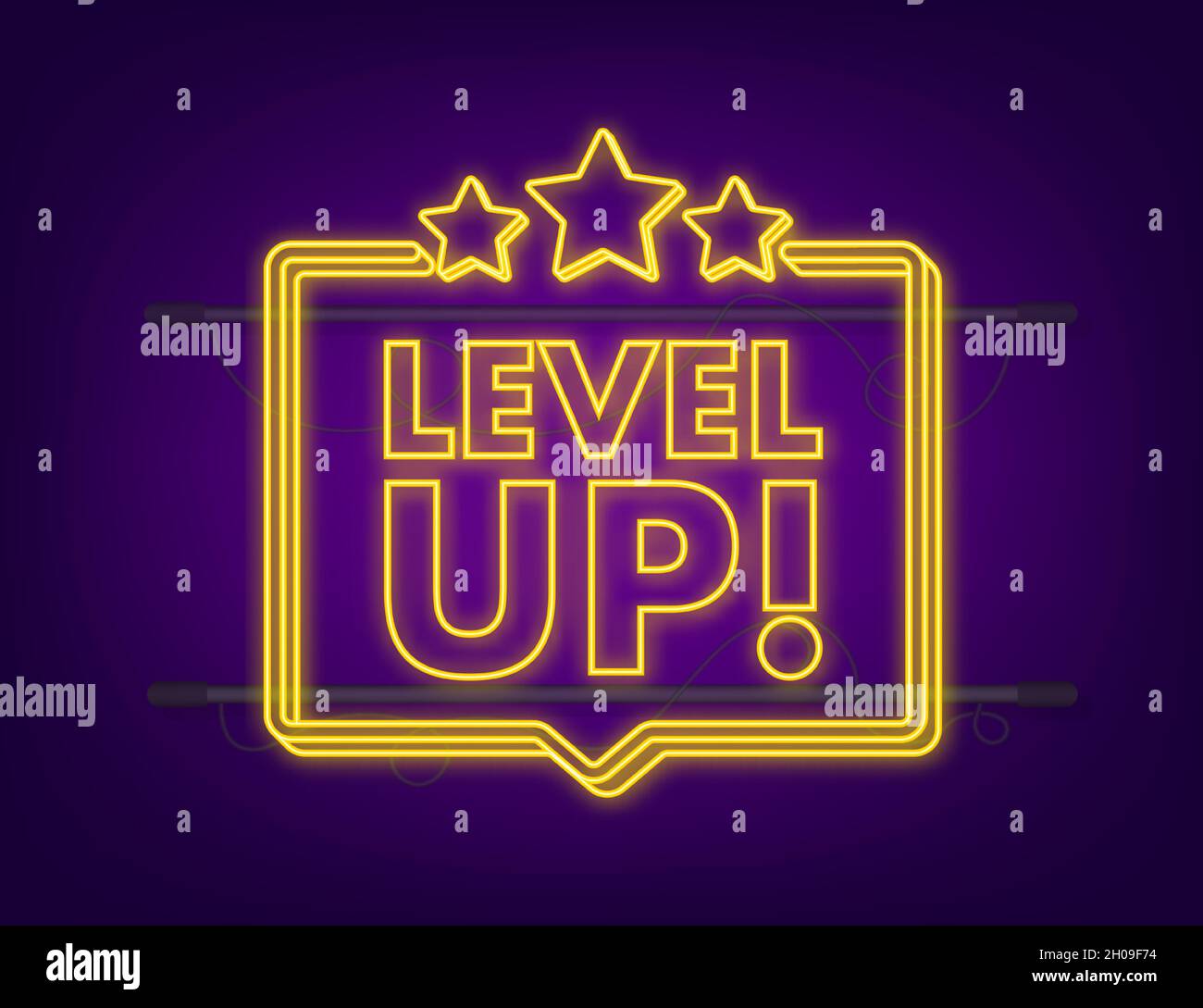 Game icon bonus. level up icon, new level logo. Neon icon. Vector ...