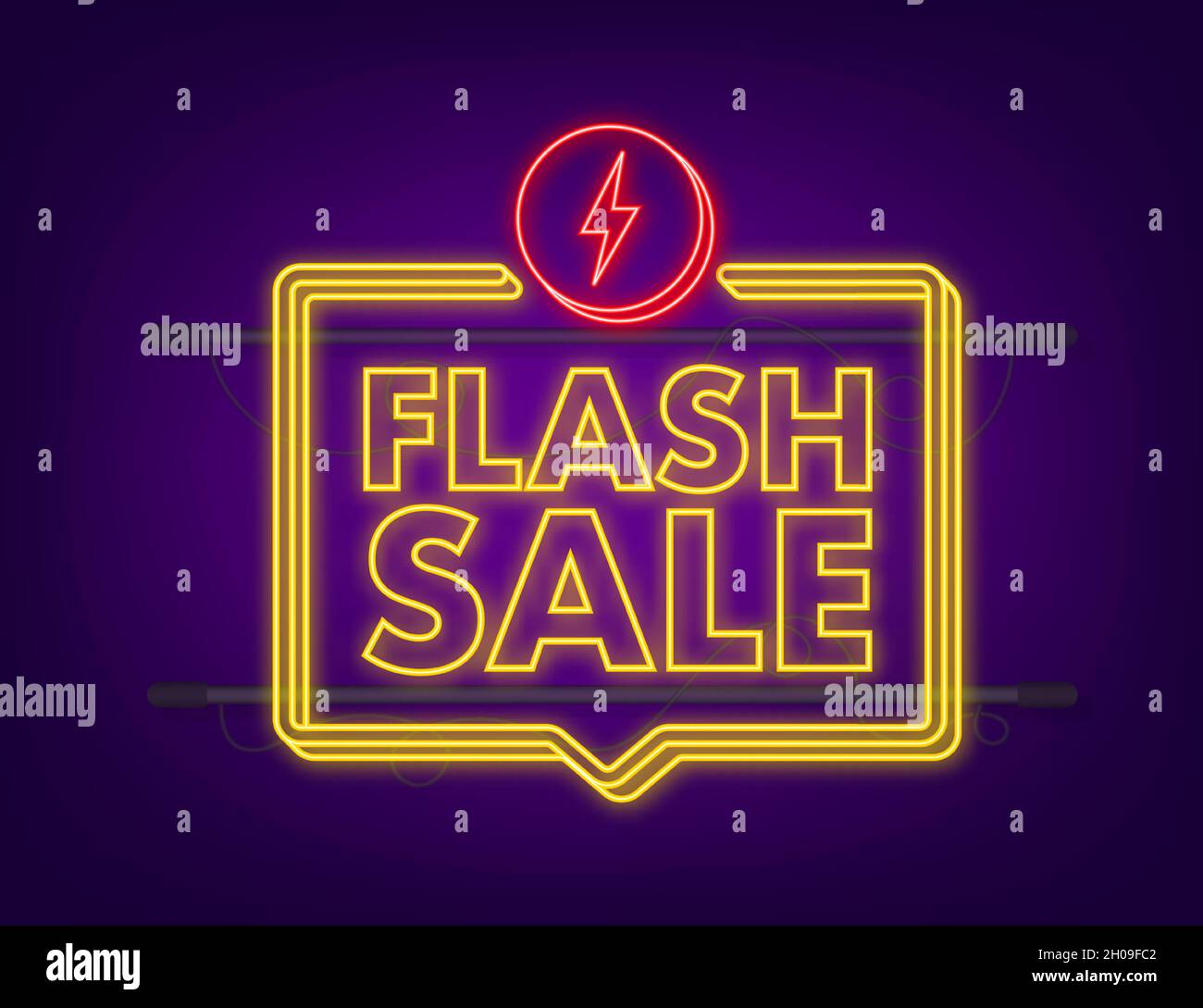Flash sale. Flash neon banner, scroll, price tag, sticker, badge poster ...
