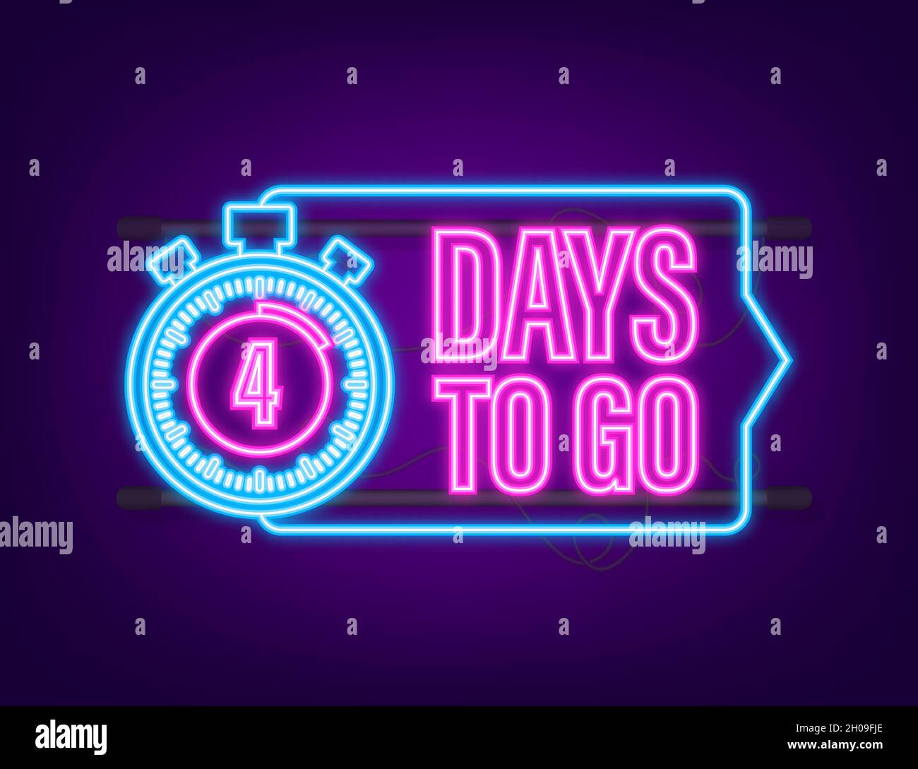 4 days to go. Neon style icon. Vector typographic design. Vector stock ...