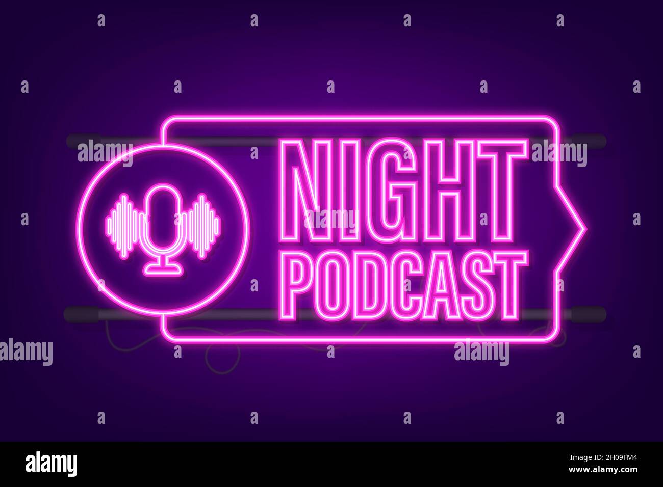 Night Podcast neon icon, vector symbol in flat isometric style isolated ...