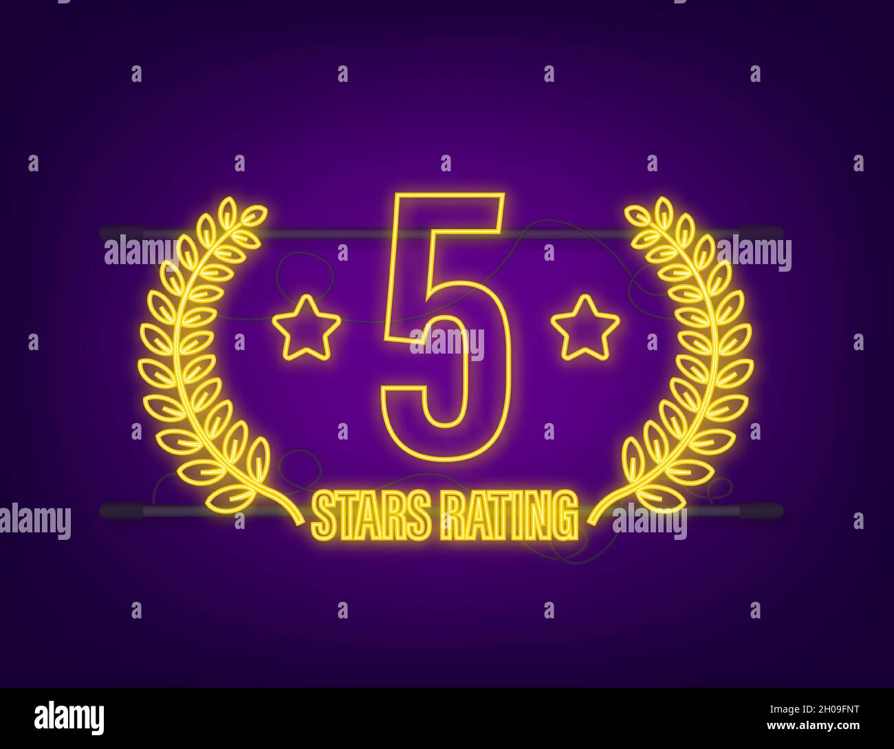 5 star rating. Badge with neon icon. Customer review rating Stock ...