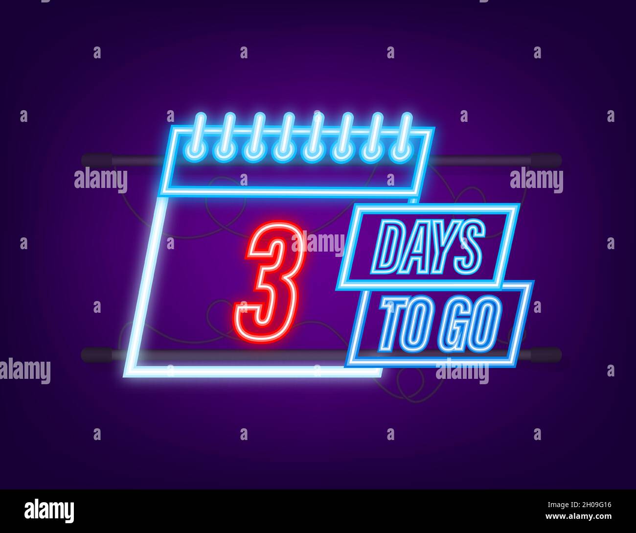 3 days to go. Neon style icon. Vector typographic design. Vector stock ...