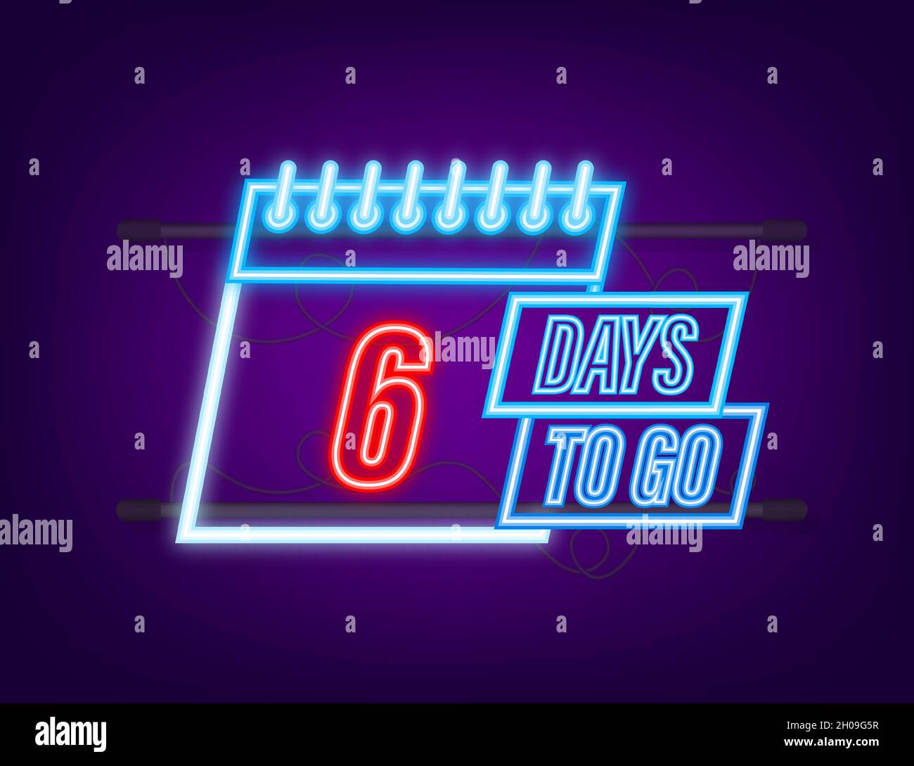 6 days to go. Neon style icon. Vector typographic design. Vector stock ...