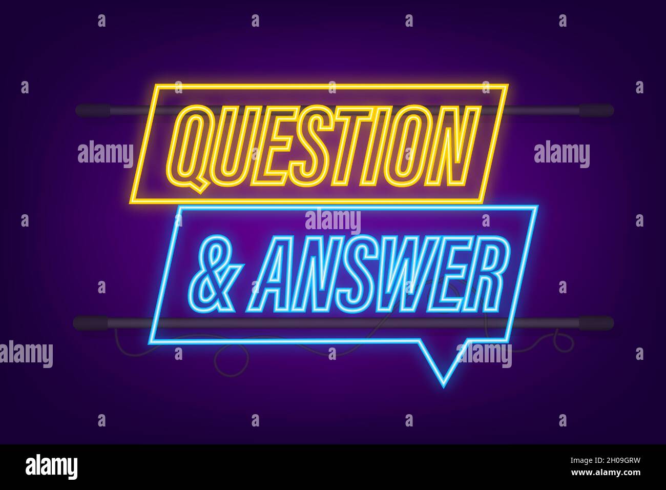 Question and Answer banner. Neon icon. Megaphone banner. Web design ...