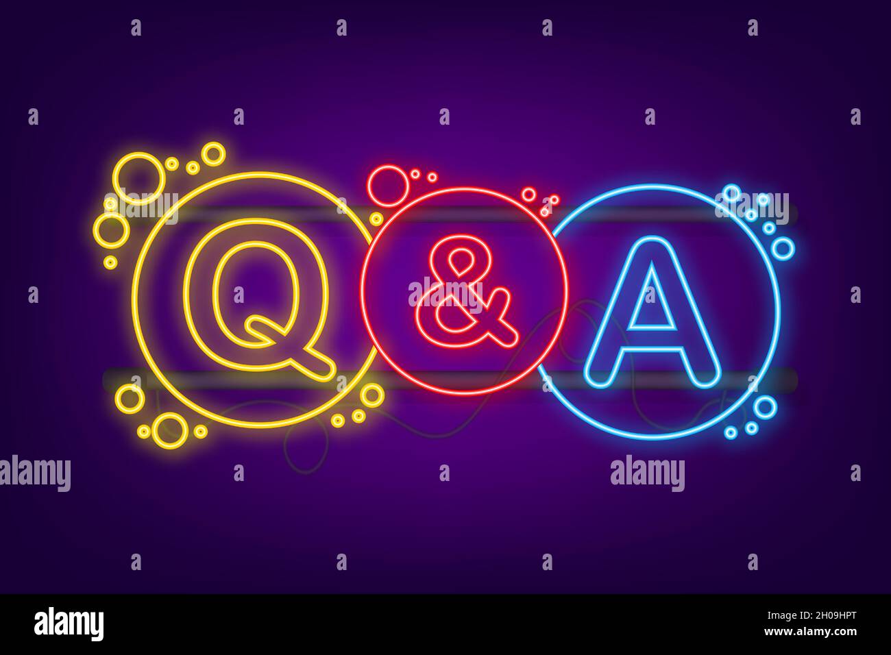 Question and Answer Bubble Chat. Neon icon. Vector stock illustration ...