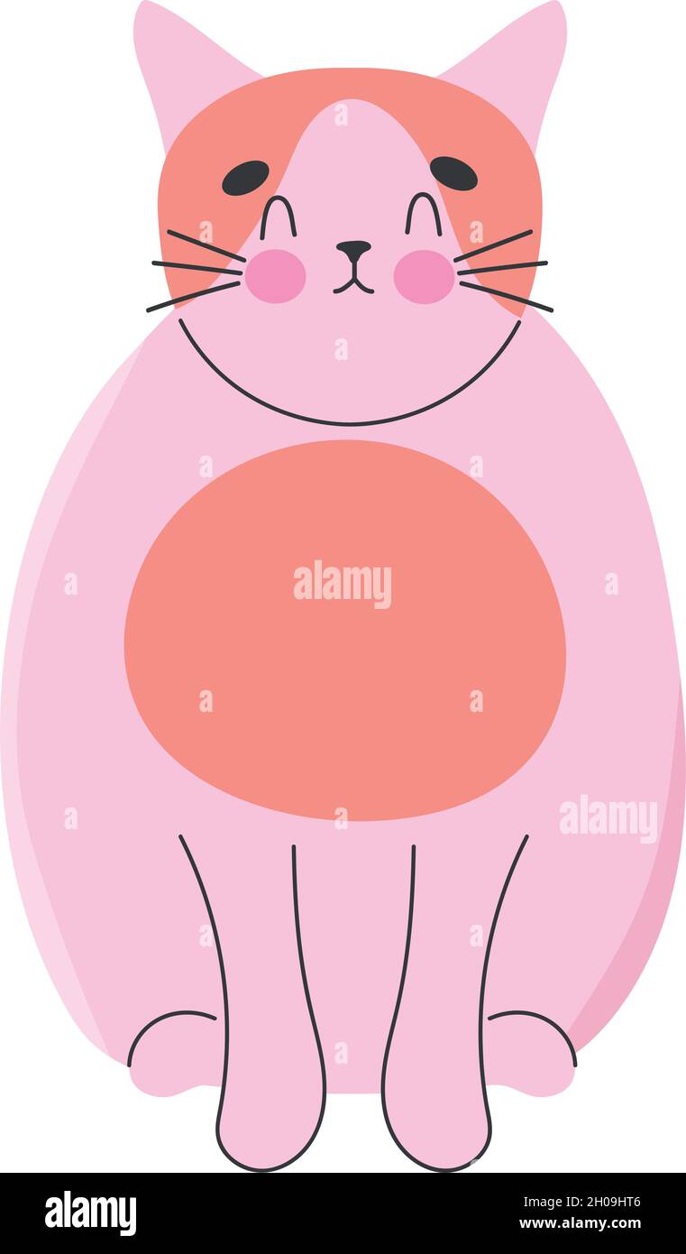 pink fat cat on white background Stock Vector Image & Art - Alamy