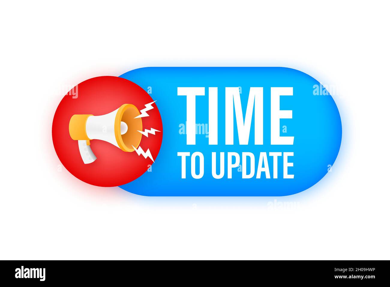 Megaphone with Time to update sign. Megaphone banner. Web design ...