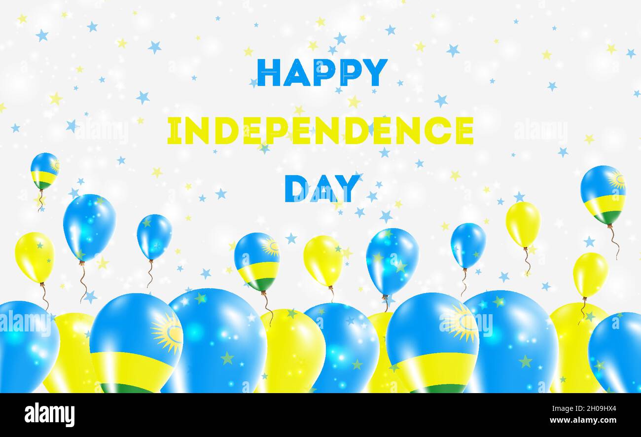 Rwanda Independence Day Patriotic Design. Balloons in Rwandan National ...