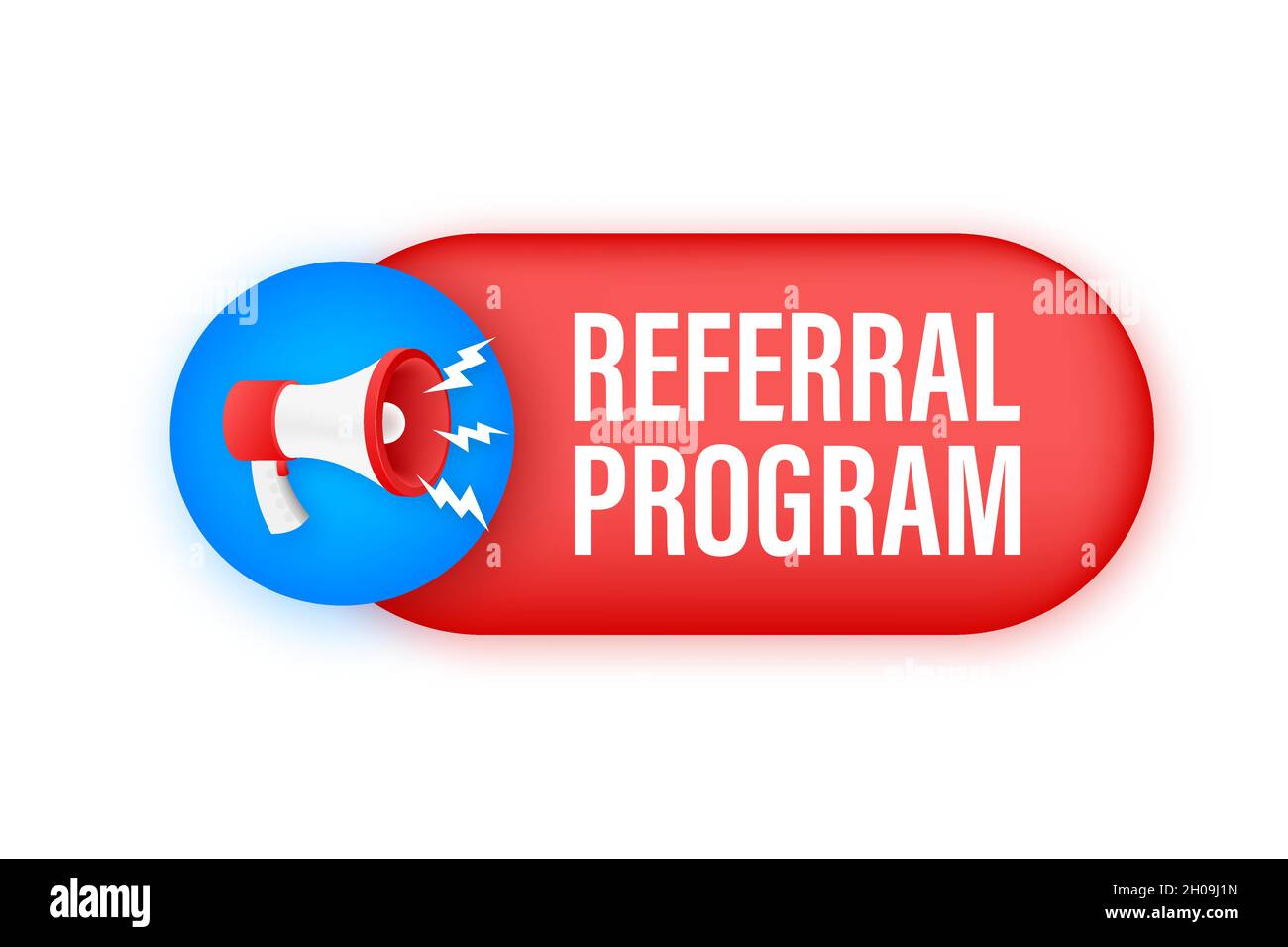 Megaphone label with referral program. Megaphone banner. Web design ...