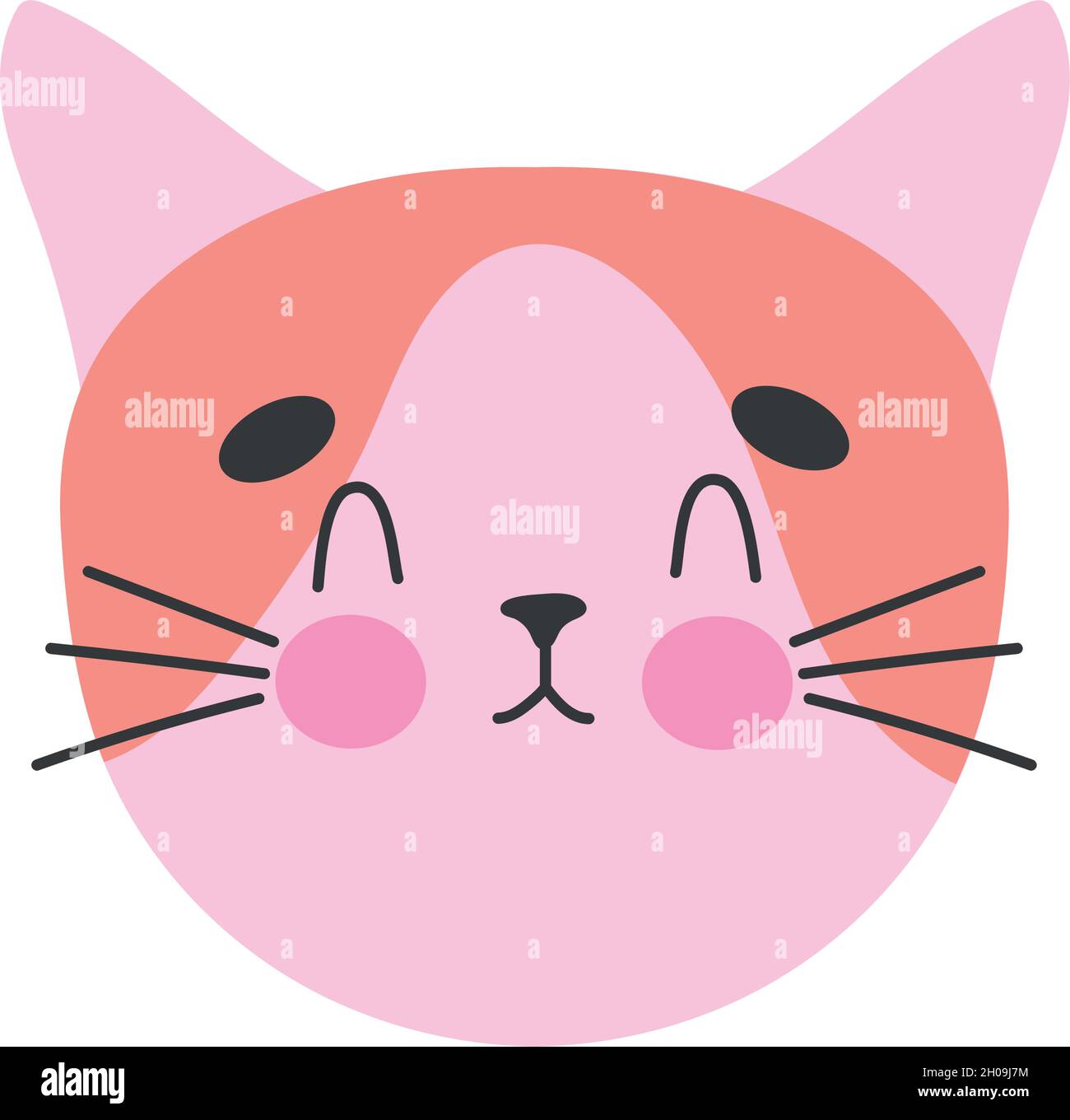 cute pink cat face on white background Stock Vector Image & Art - Alamy