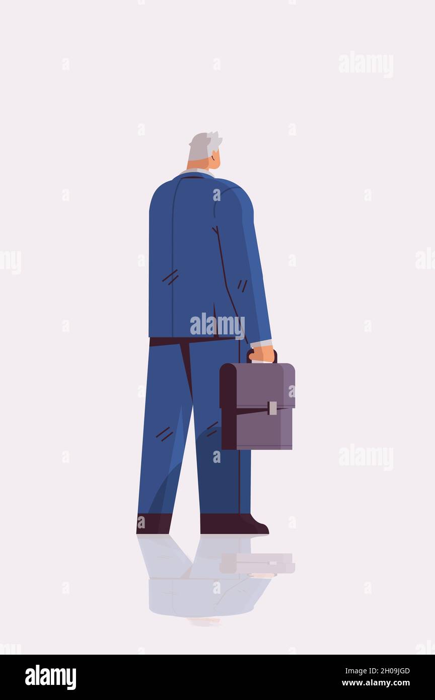 businessman in formal wear standing back to camera rear view of elegant ...