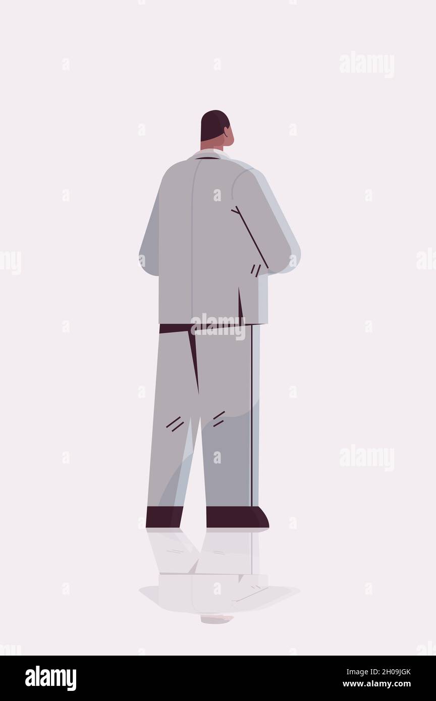businessman in formal wear standing back to camera rear view of african ...