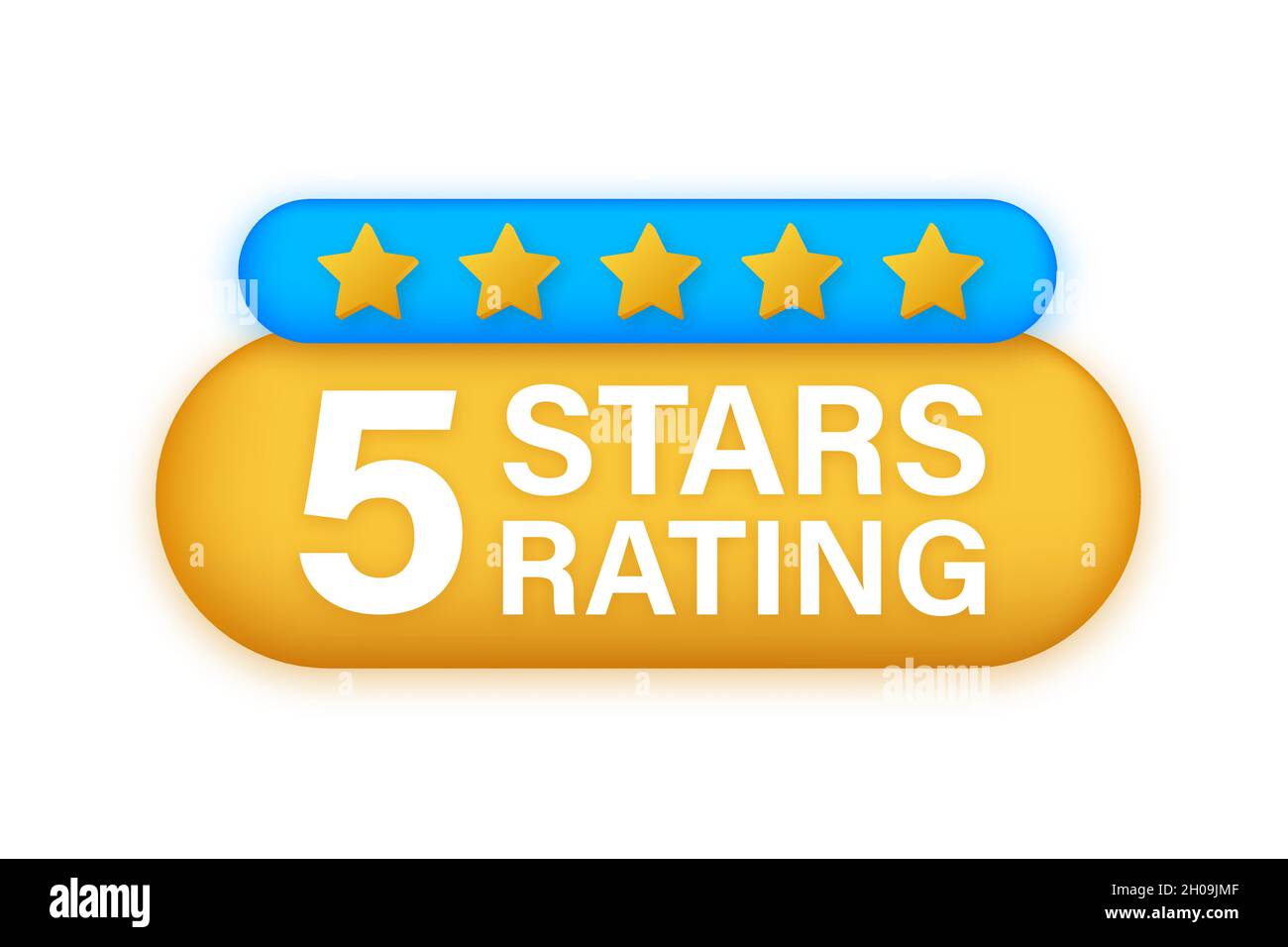5 star rating. Badge with icons on white background. Vector stock ...