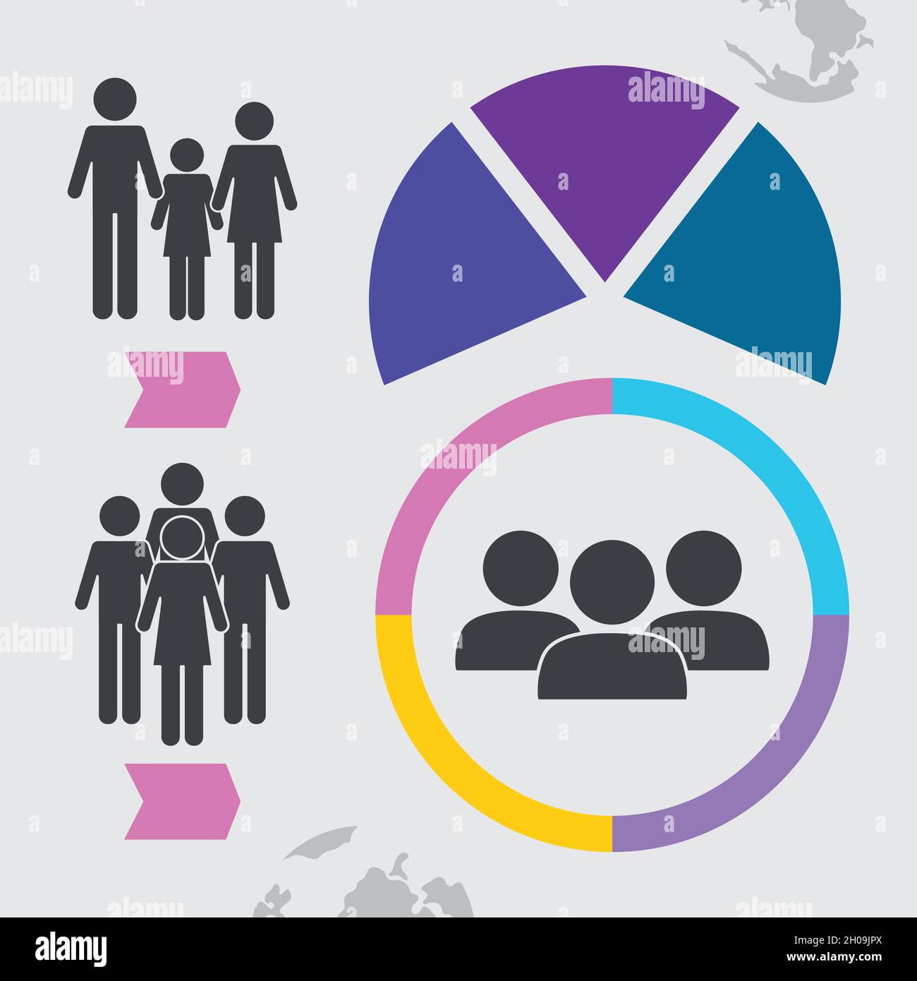 population demographic illustration with charts Stock Vector Image ...