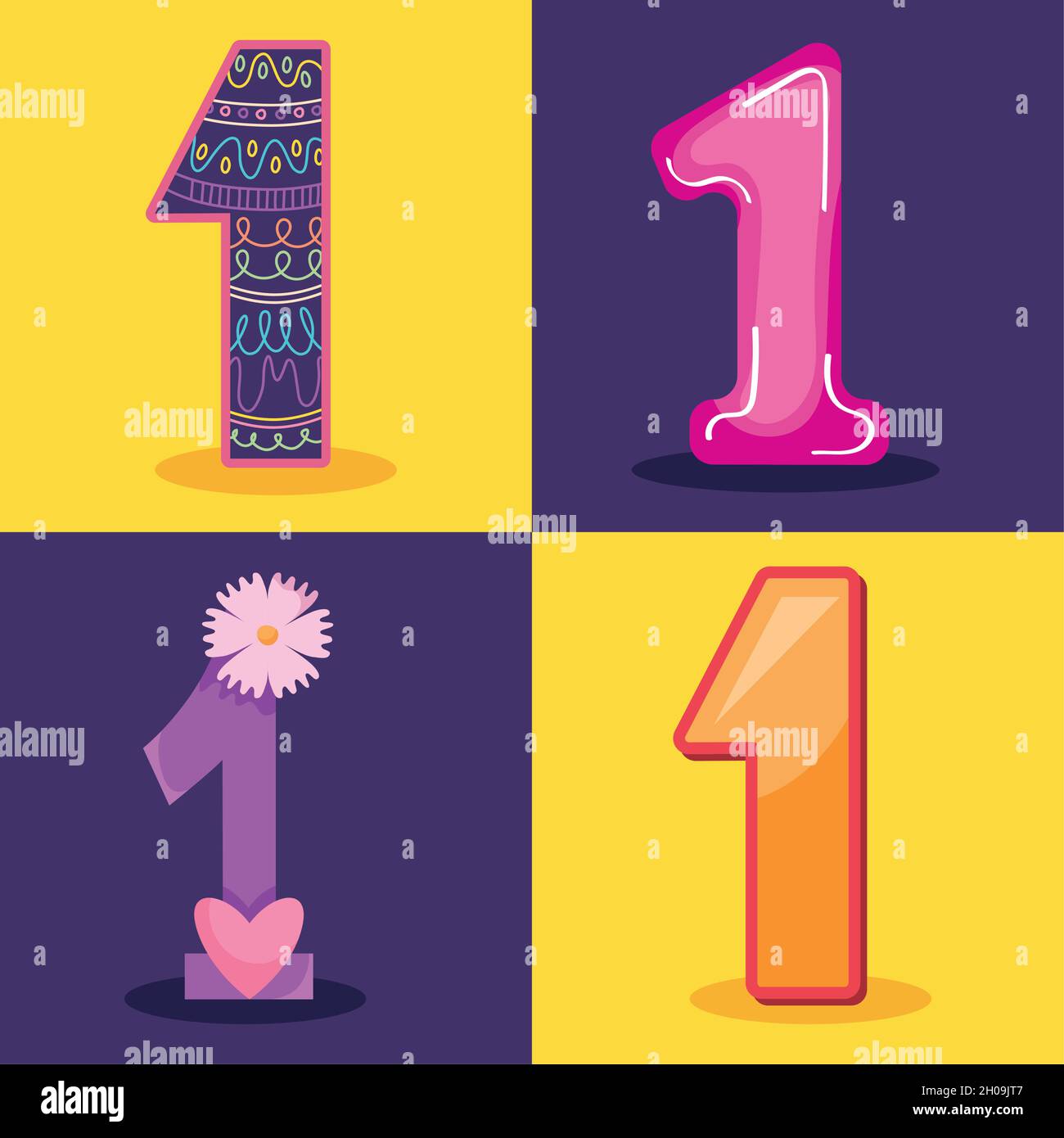 colorful number one with decorative designs Stock Vector Image & Art ...
