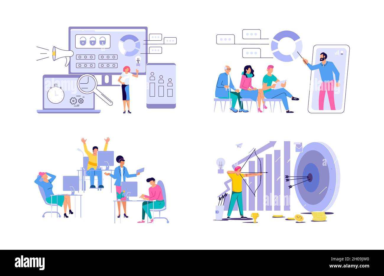 Set of Teamwork concepts. Business people connecting, working together ...