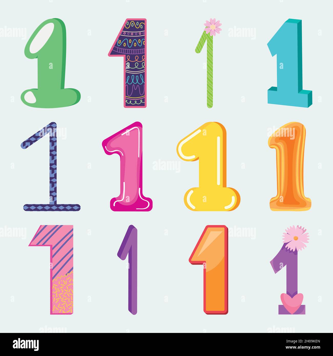 colorful number one icon set Stock Vector Image & Art - Alamy