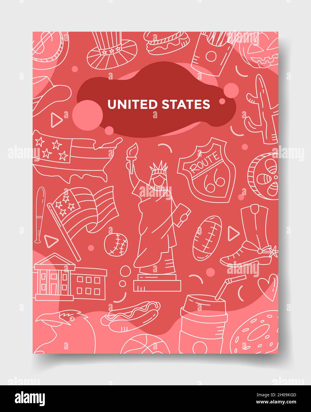 usa united states country nation with doodle style for template of ...