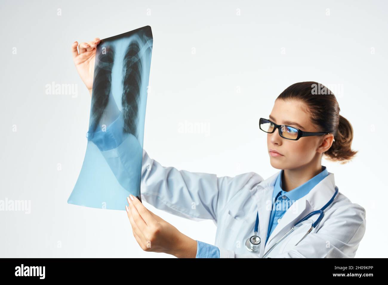 female doctor diagnostics patient scan Studio Stock Photo - Alamy