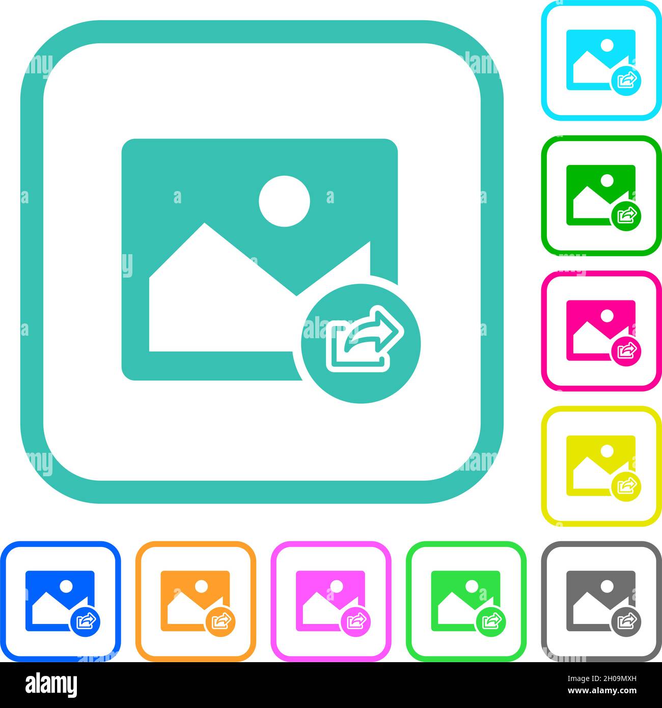 Export image vivid colored flat icons in curved borders on white ...