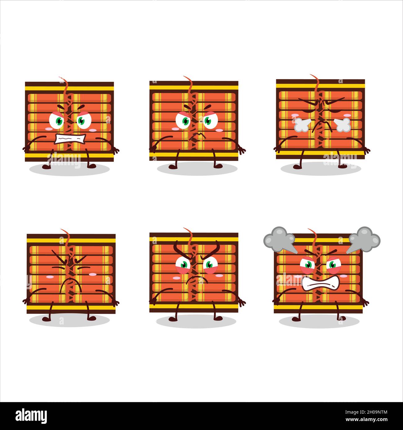 Red firecracker string cartoon character with various angry expressions ...