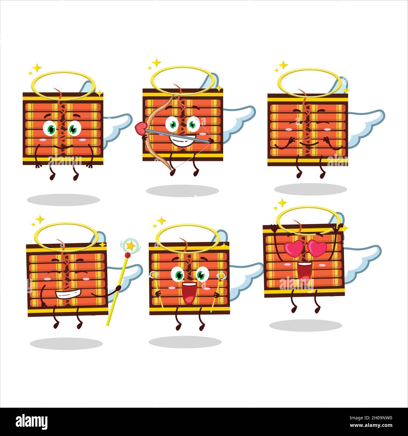 Red firecracker string cartoon designs as a cute angel character ...