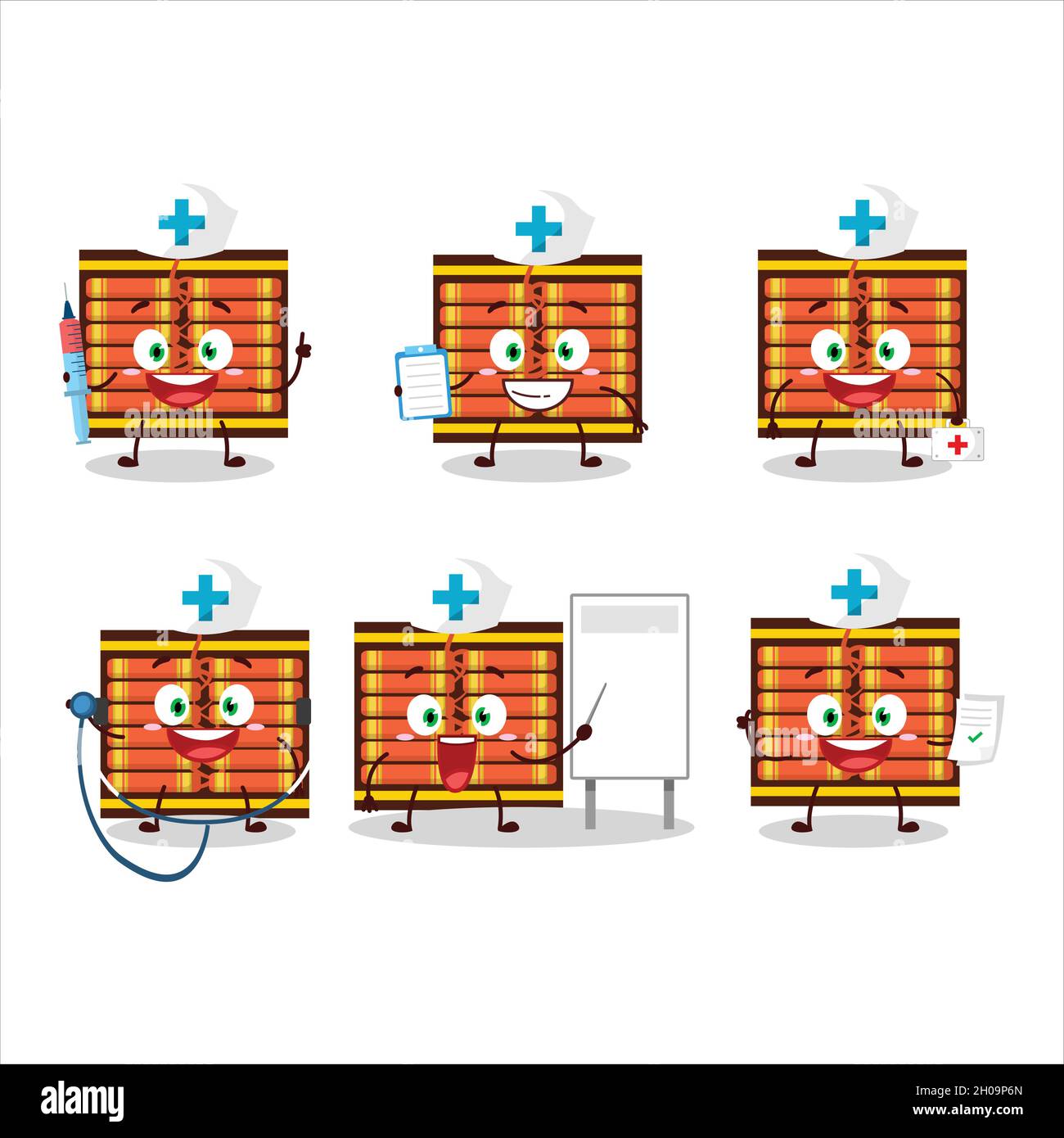 Doctor profession emoticon with red firecracker string cartoon ...