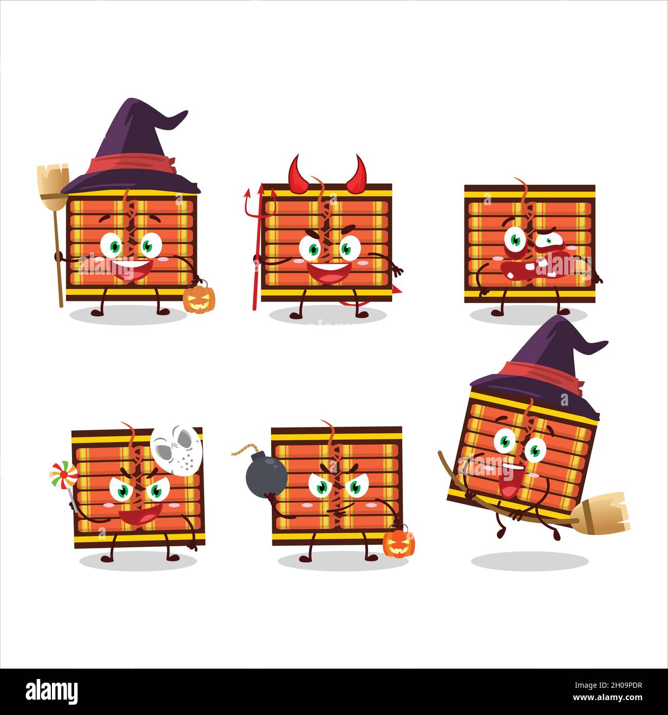 Halloween expression emoticons with cartoon character of red ...